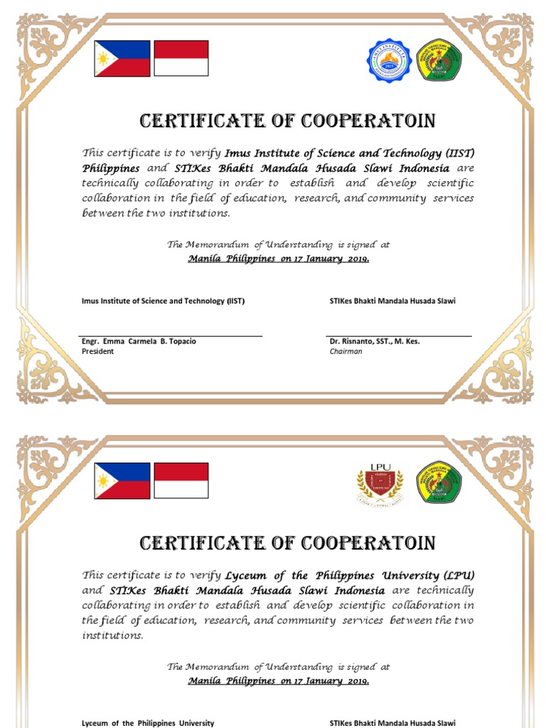 sERTIFIKAT MoU LUAR NEGERI | PDF