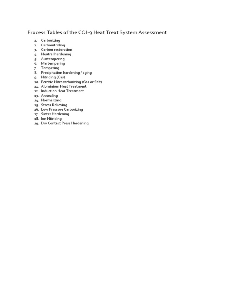 Process Tables of The CQI | PDF