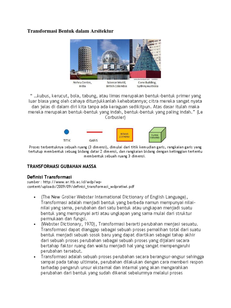 Transformasi Bentuk Arsitektur | PDF