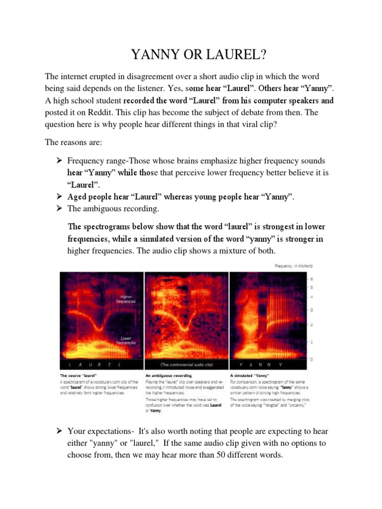 Yanny or Laurel | PDF | Experimental Psychology | Mental Processes
