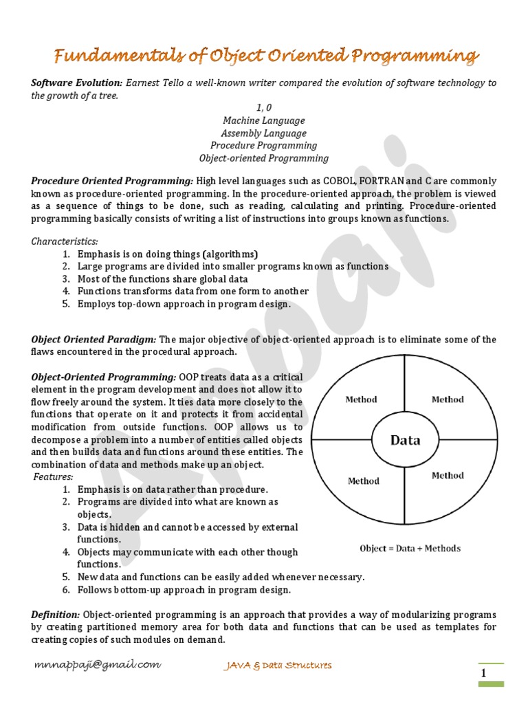 Fundamentals of Object Oriented Programming PDF | PDF | Java (Programming Language) | Object ...