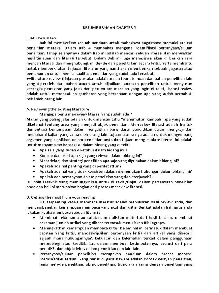 Resume Bryman Chapter 5 | PDF