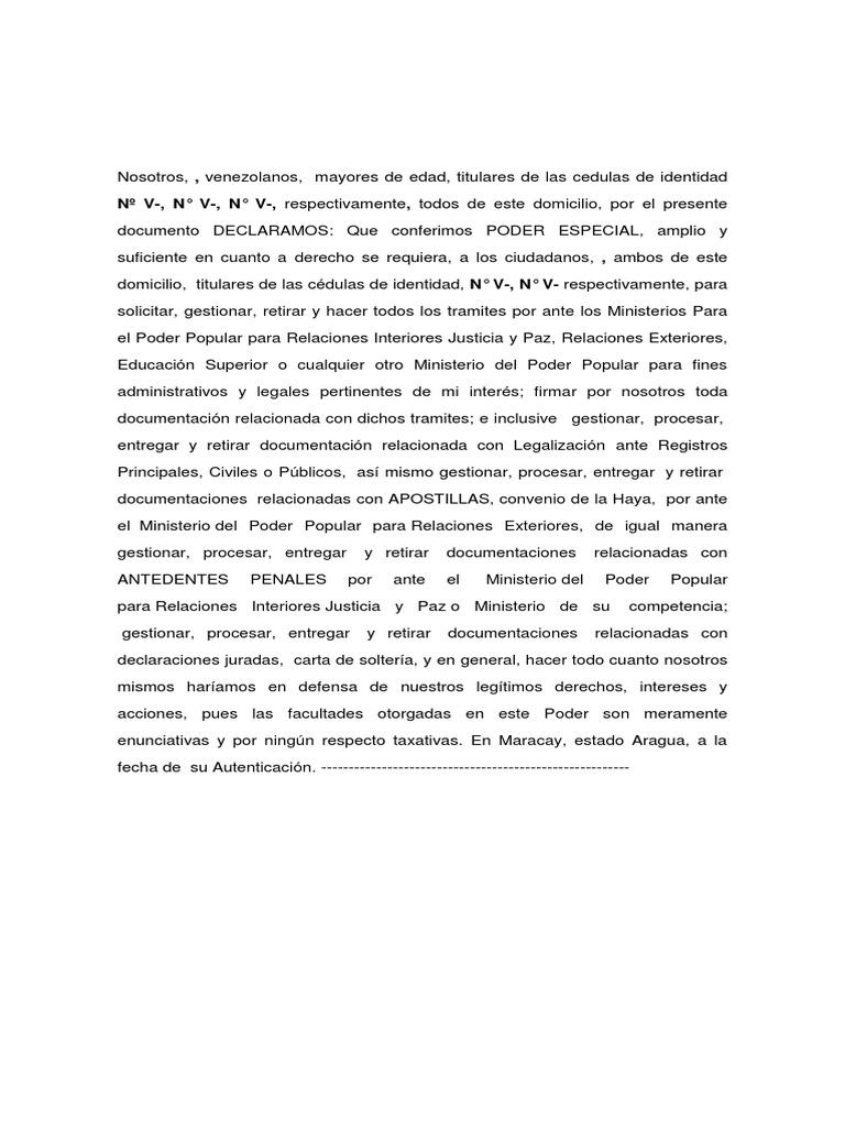 Poder para Apostilla | PDF