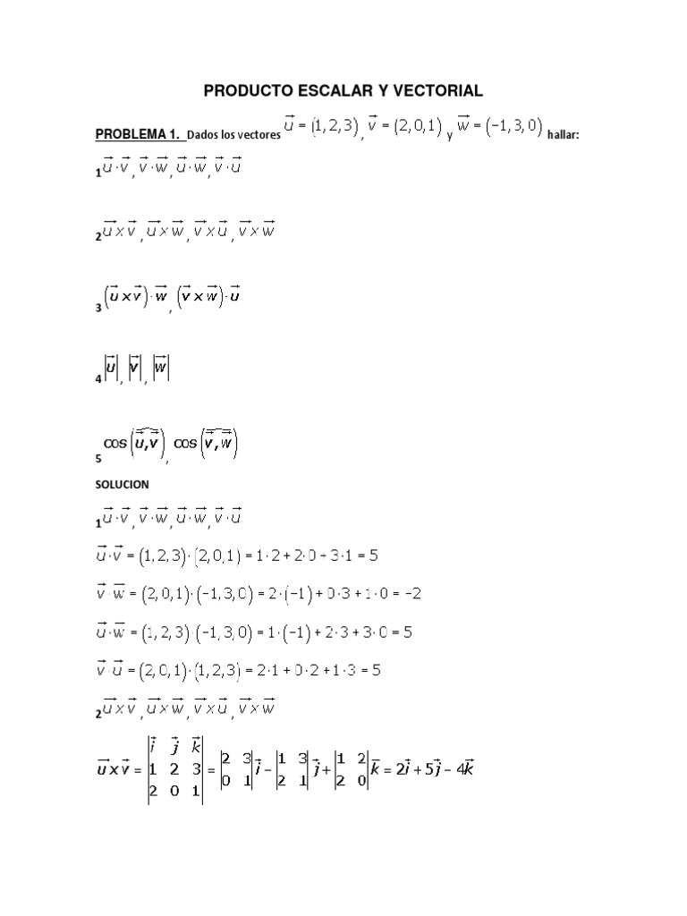 Producto Escalar y Vectorial | PDF | Vector Euclidiano | Análisis matemático
