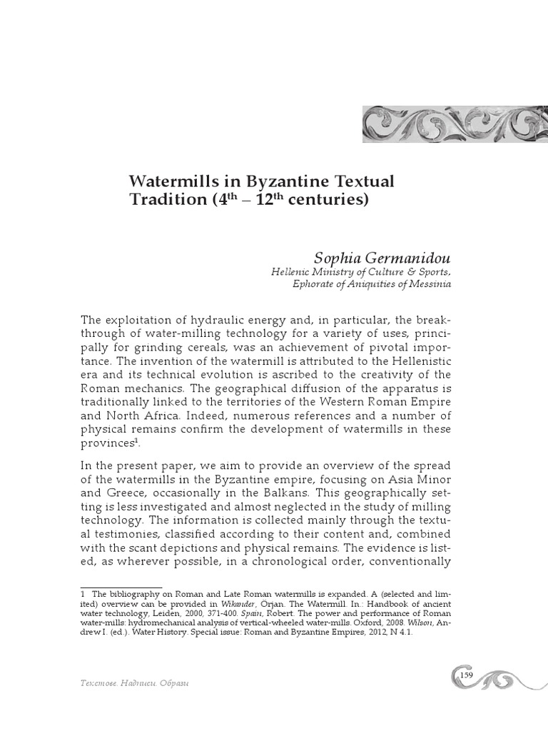 Watermills in Byzantine Textual Tradition | PDF | Byzantine Empire ...