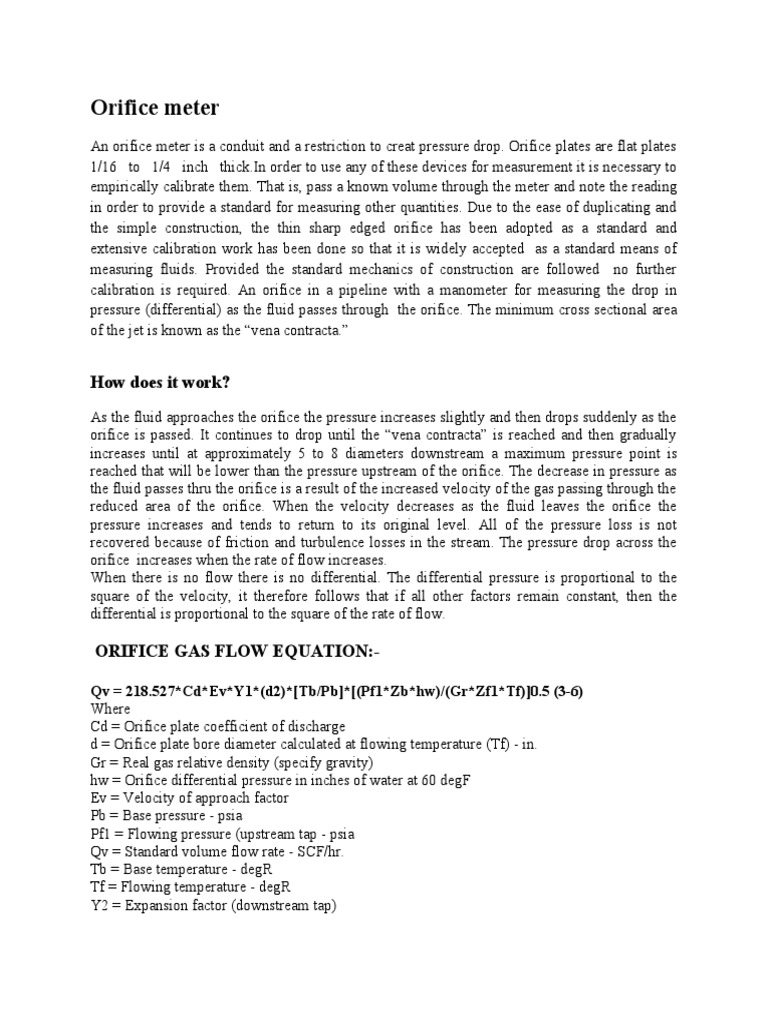 Orifice Meter: How Does It Work? | PDF | Fluid Dynamics | Flow Measurement