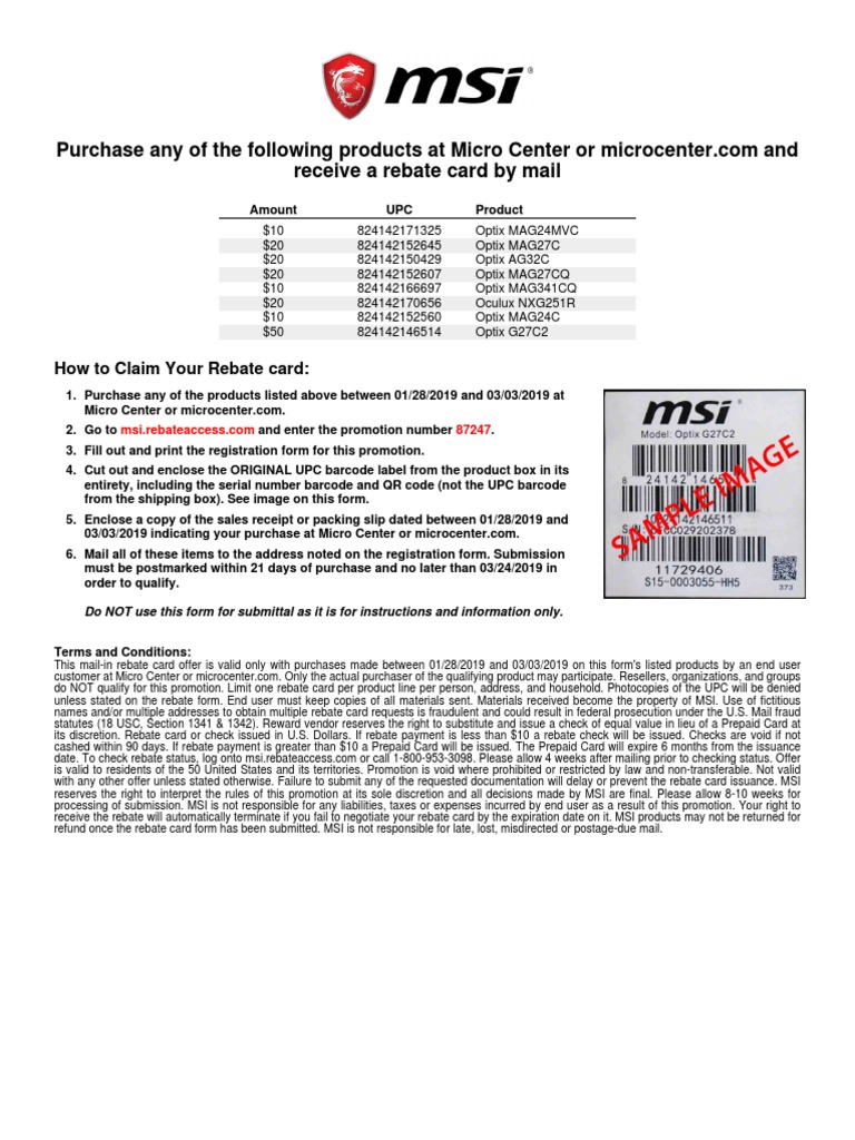 MSI Document | PDF | Tax Refund | Rebate (Marketing)