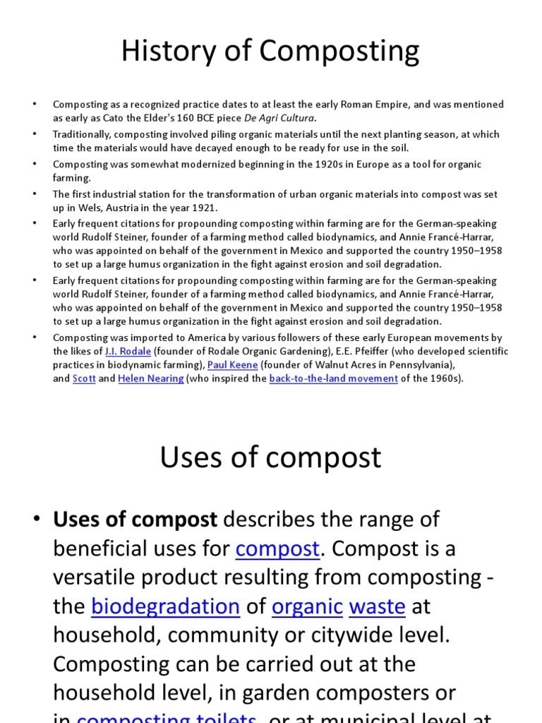 A Comprehensive History and Survey of Composting: From Ancient ...