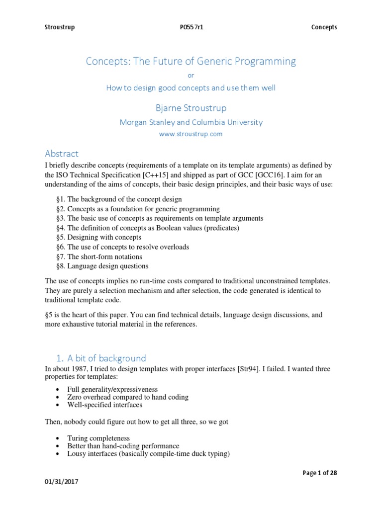 Concepts: The Future of Generic Programming | PDF | C++ | C ...