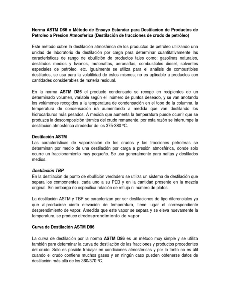 Norma Astm d86 | PDF | Destilación | Fases de la materia