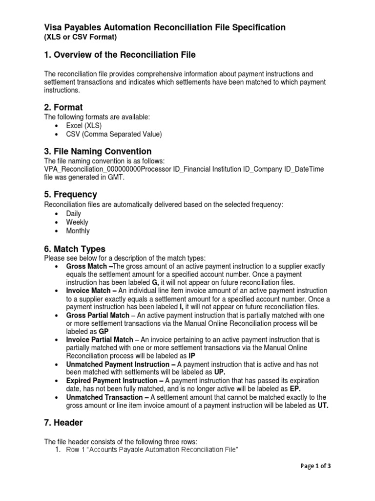 VPA Recon File Specs | PDF | Accounts Payable | Financial Transaction