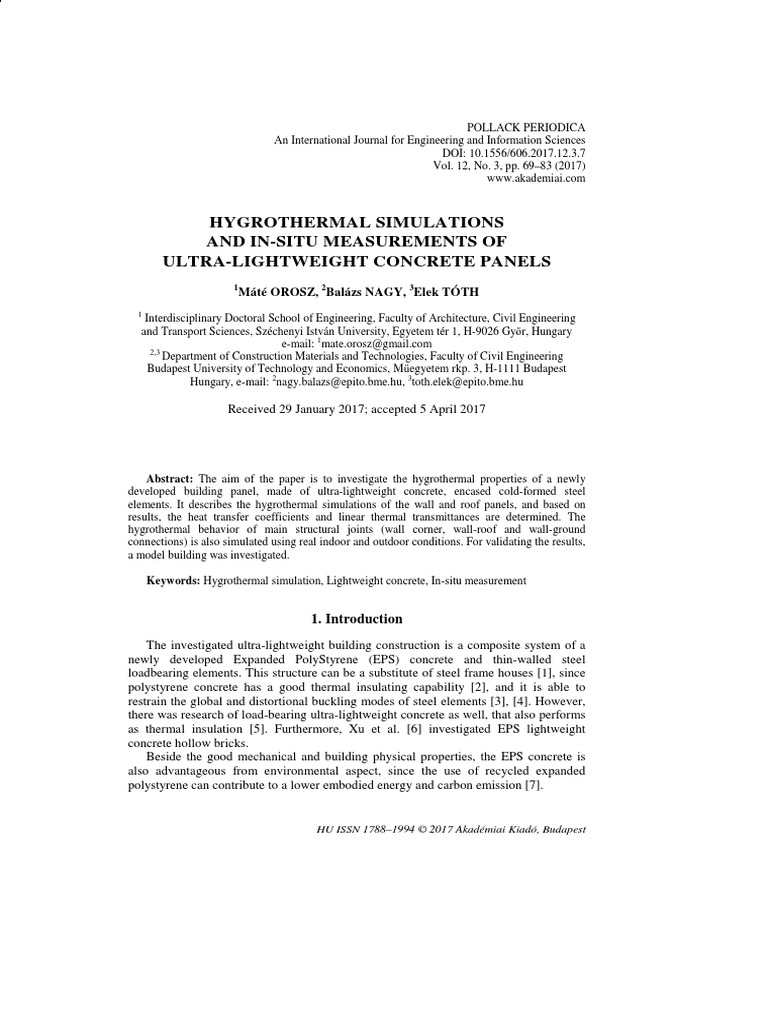 Hygrothermal Simulations and In-Situ Mea PDF | PDF | Humidity ...