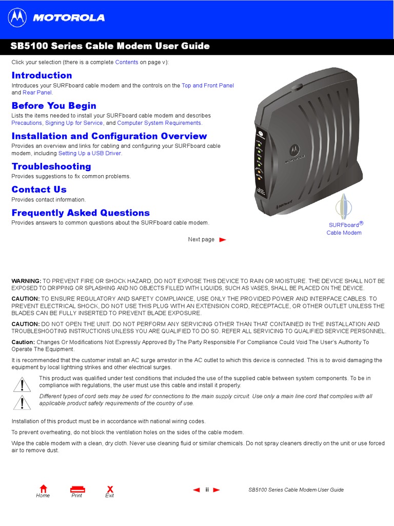 Motorola Modem SB5100 | PDF | Modem | Usb