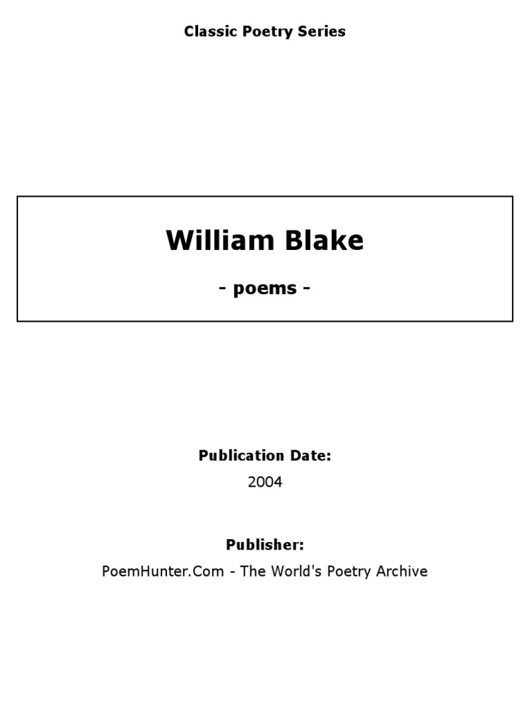 (William Blake) Wiliam Blake Poems PDF | PDF | Poetry