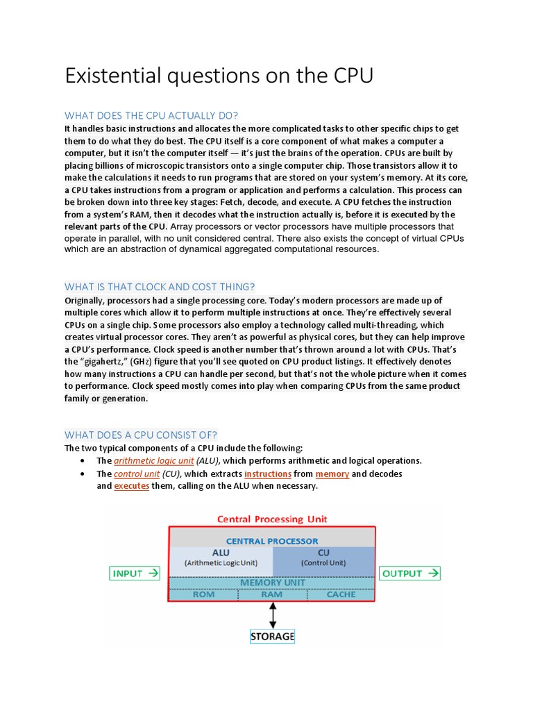 Existential Questions On The CPU | PDF | Process (Computing) | Central ...