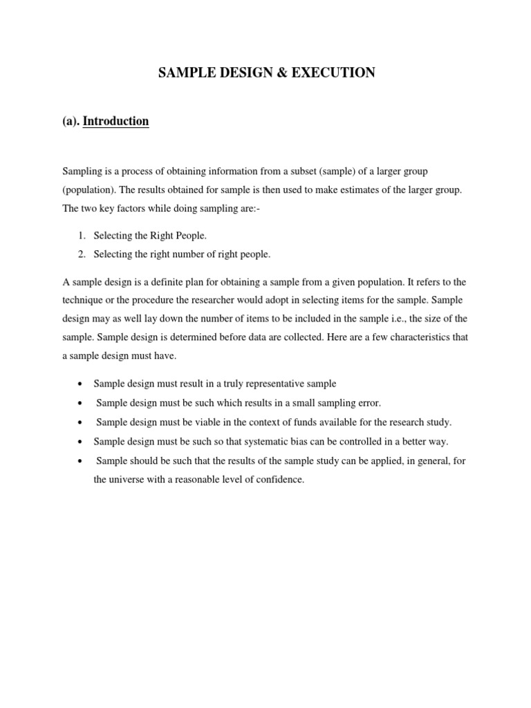 Sample Design | PDF | Sampling (Statistics) | Research Methods