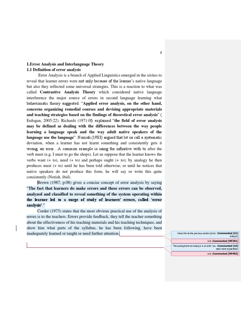 Error Analysis in Language Learning | PDF | Second Language | Second ...