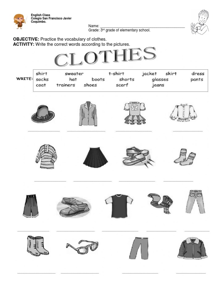 Vocabulary Practice: Clothes for Kids | PDF