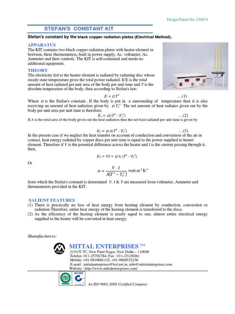 Stefan's Constant Kit PDF | PDF | Heat | Hvac