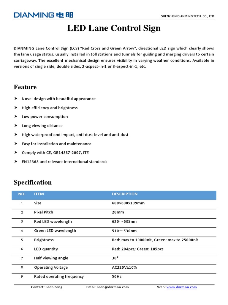 LED Lane Control Sign Guide | PDF | Color | Manufactured Goods