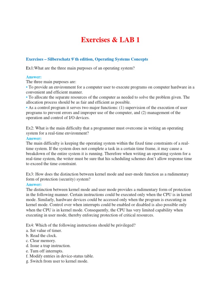 OS Exercises&Lab 1 | PDF | Kernel (Operating System) | Operating System