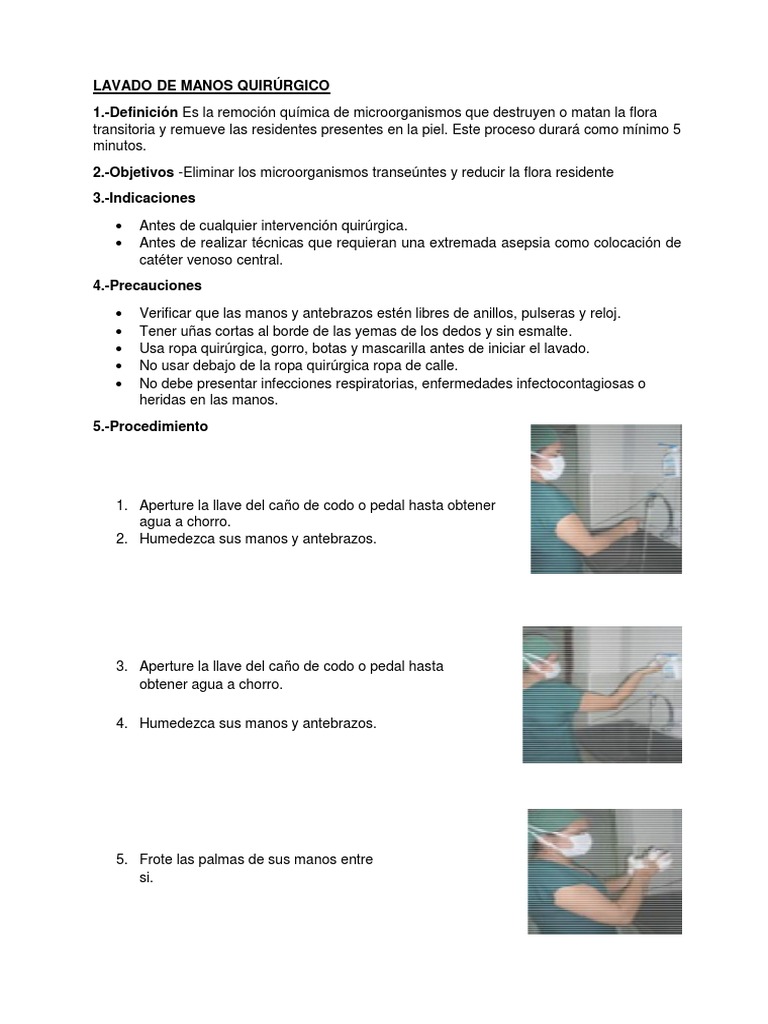 Lavado de Manos Quirúrgico | PDF | Lavado de manos | Especialidades Medicas