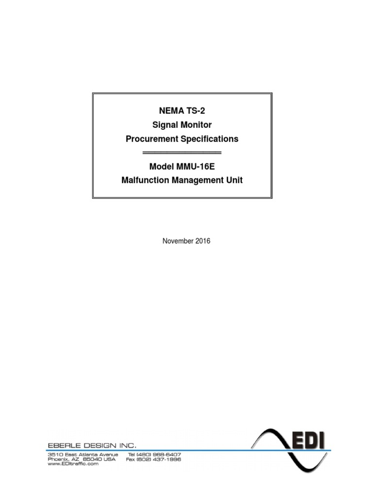 Nema Ts-2 Signal Monitor Procurement Specifications Model MMU-16E ...