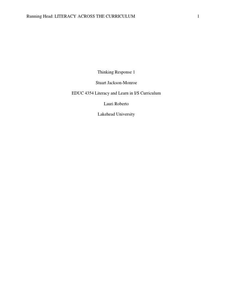 Thinking Response 1 | PDF | Literacy | Thought