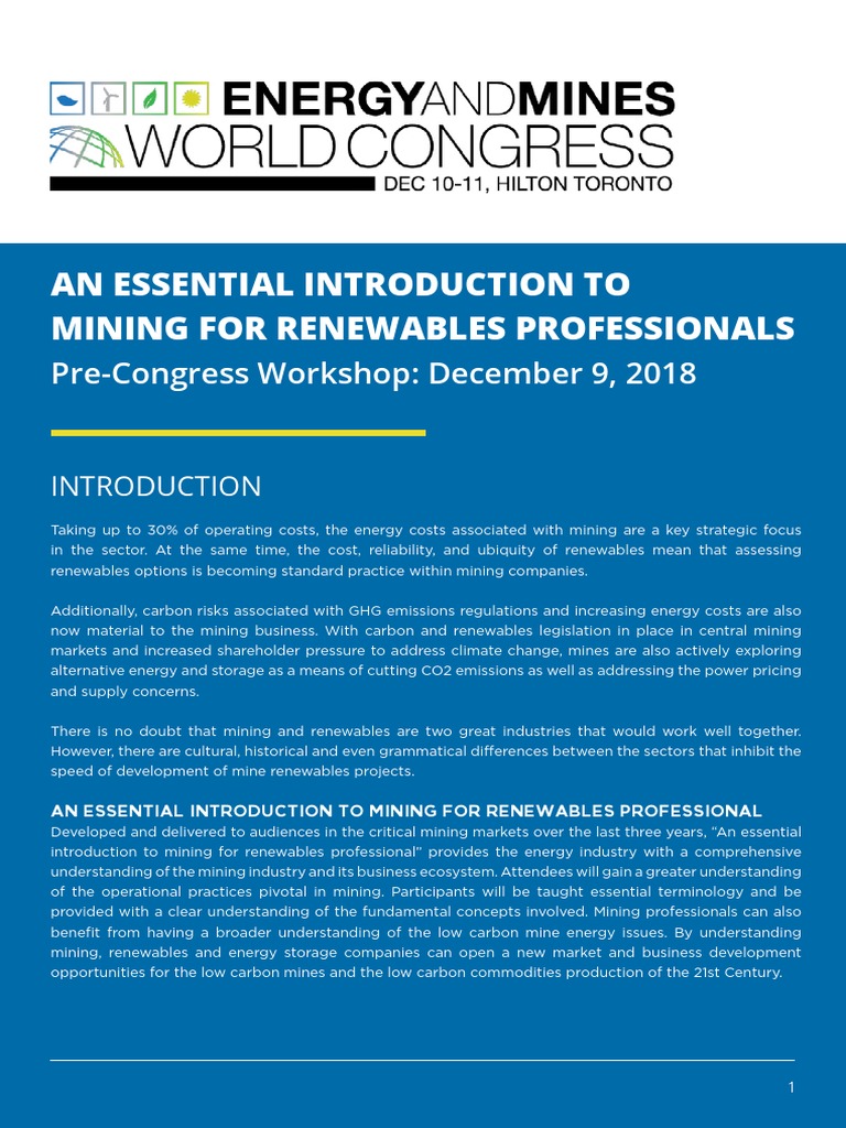 An Essential Introduction To Mining For Renewables Professionals | PDF ...