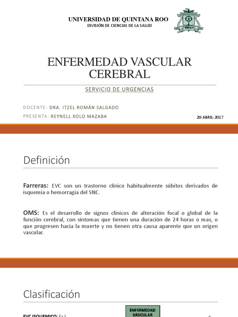 Enfermedad Vascular Cerebral | PDF | Embolia | Carrera
