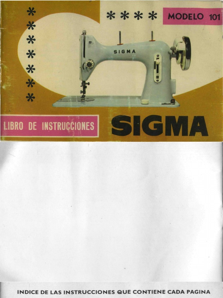 Manual de instrucciones de la Sigma 101 | Máquina de coser | Tornillo | Prueba gratuita de 30 ...