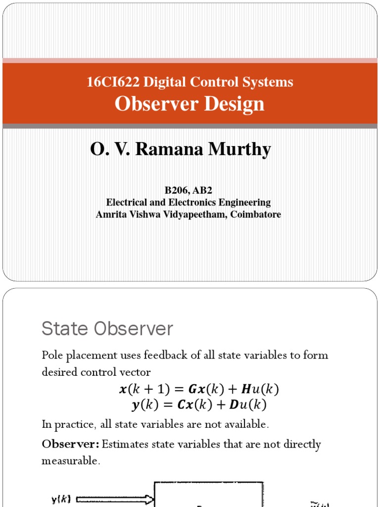 Observer Design | PDF | Eigenvalues And Eigenvectors | Algorithms