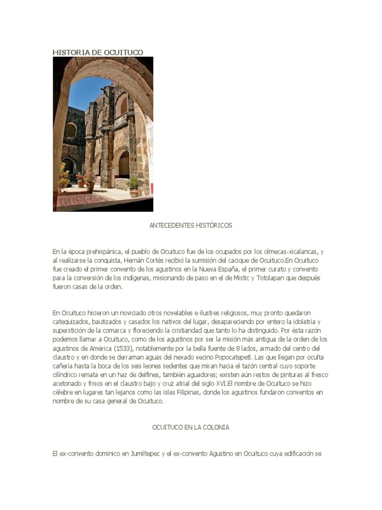 Historia y Patrimonio de Ocuituco | PDF | Religión y creencia