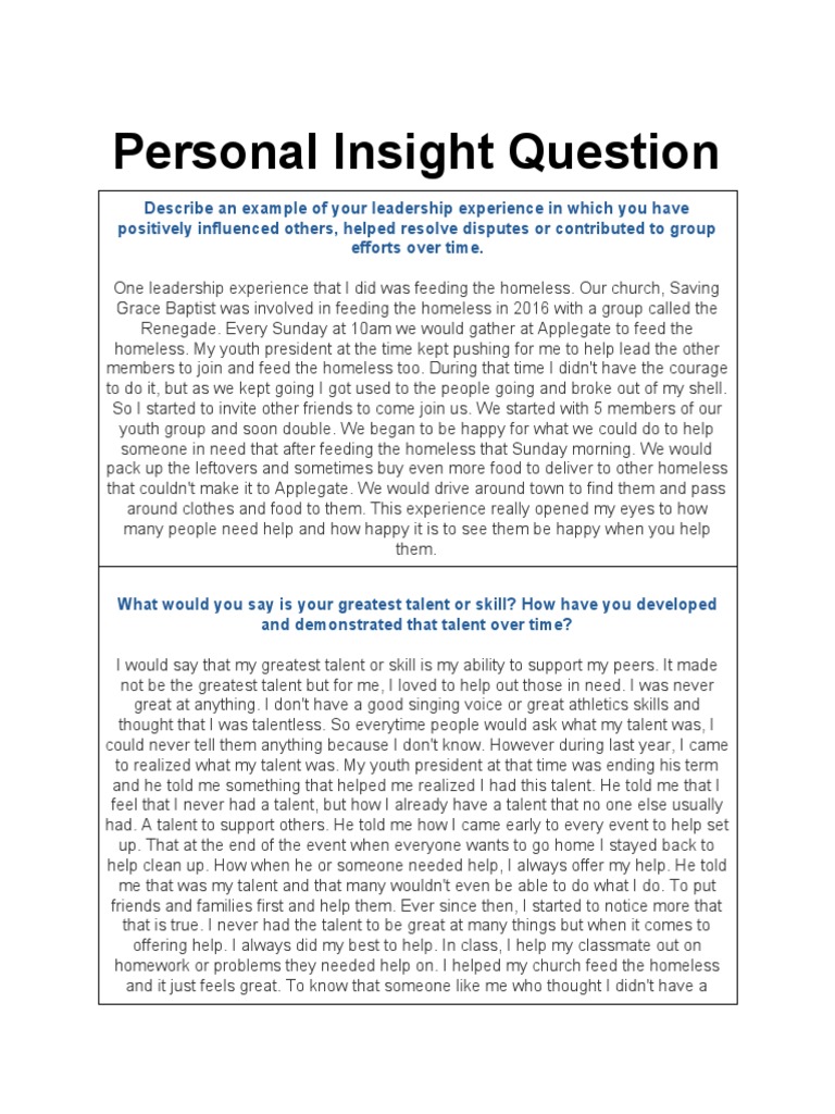Personal Insight Question | PDF | Teaching Mathematics | Cognition