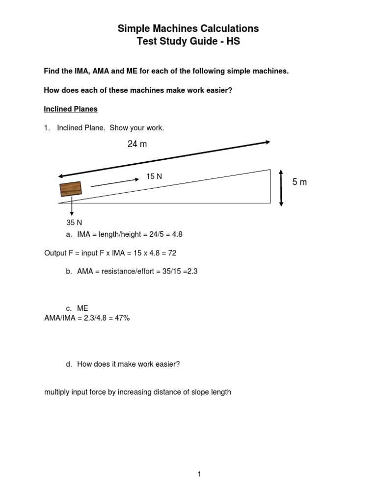 Simple Machines: IMA, AMA, and ME Guide | PDF | Lever | Machines