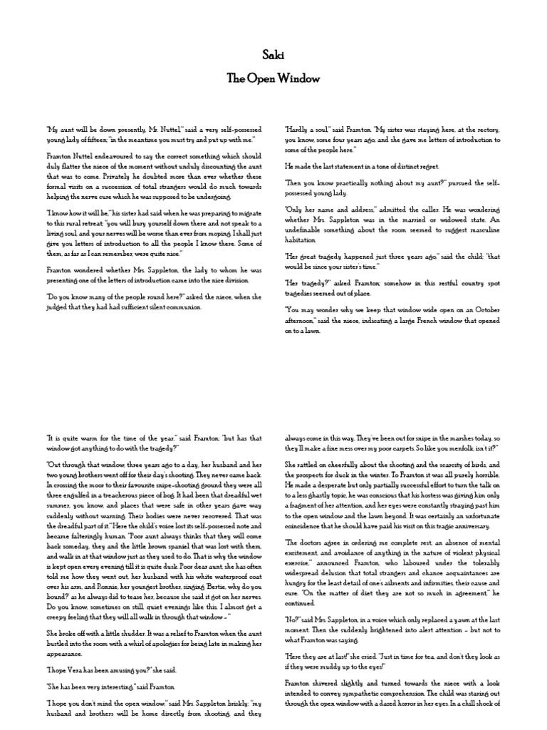 Saki The Open Window | PDF
