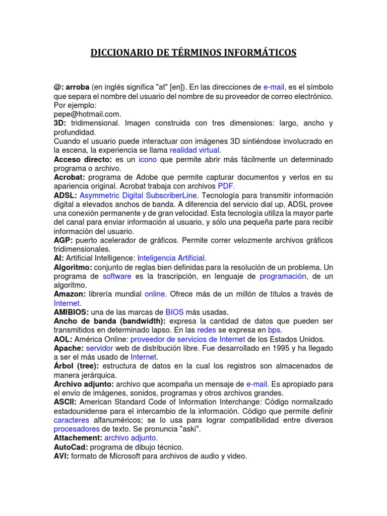 Diccionario de Términos Informáticos | PDF | Archivo de computadora ...