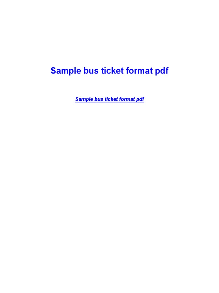 Sample Bus Ticket Format PDF | Download Free PDF | Operating System ...