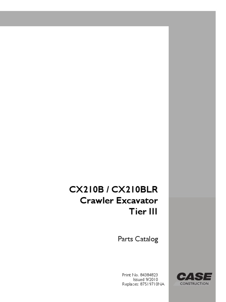 Case CX210B Mine Crawler Excavator Tier 3 Parts Manual PDF | PDF ...