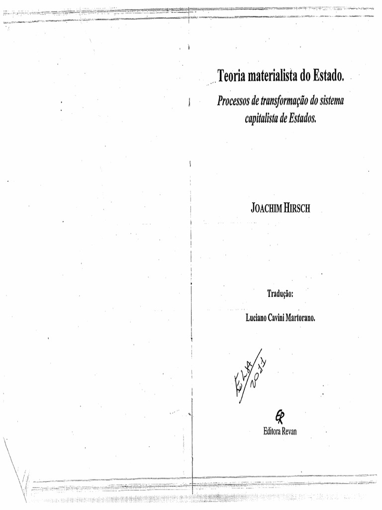 HIRSCH, Joachim - Teoria Materialista Do Estado Cap.2 | PDF