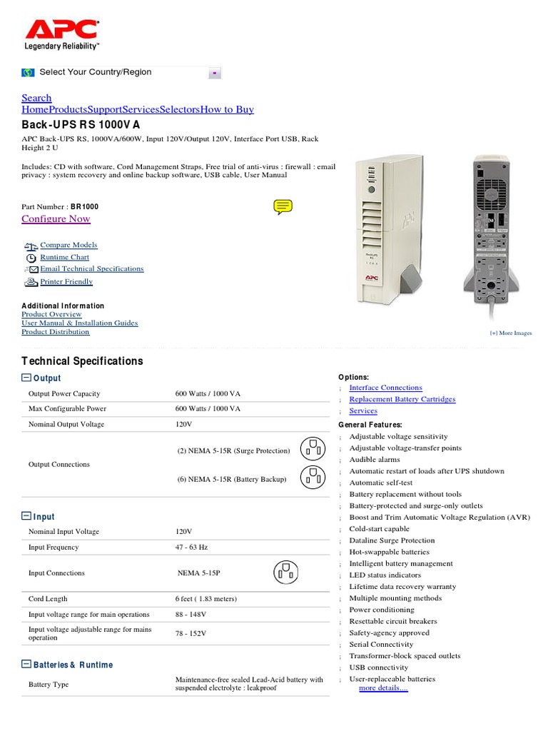 APC BR1000 Datasheet PDF | PDF | Mains Electricity | Usb