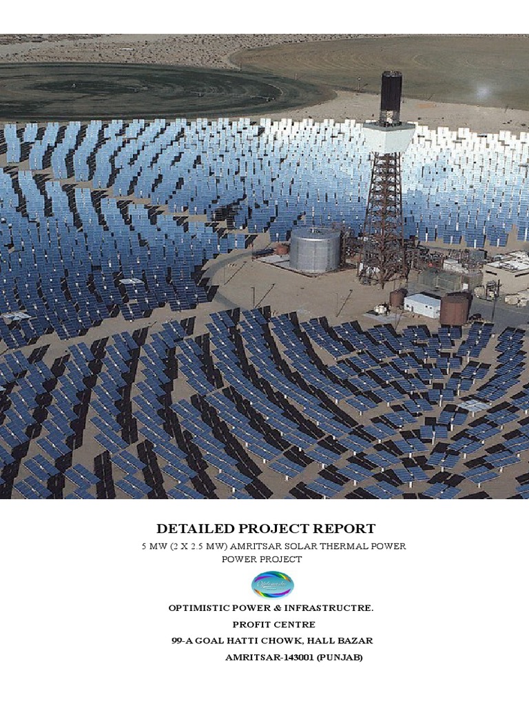 10 MW Solar Thermal Power Project Report | PDF | Solar Power ...