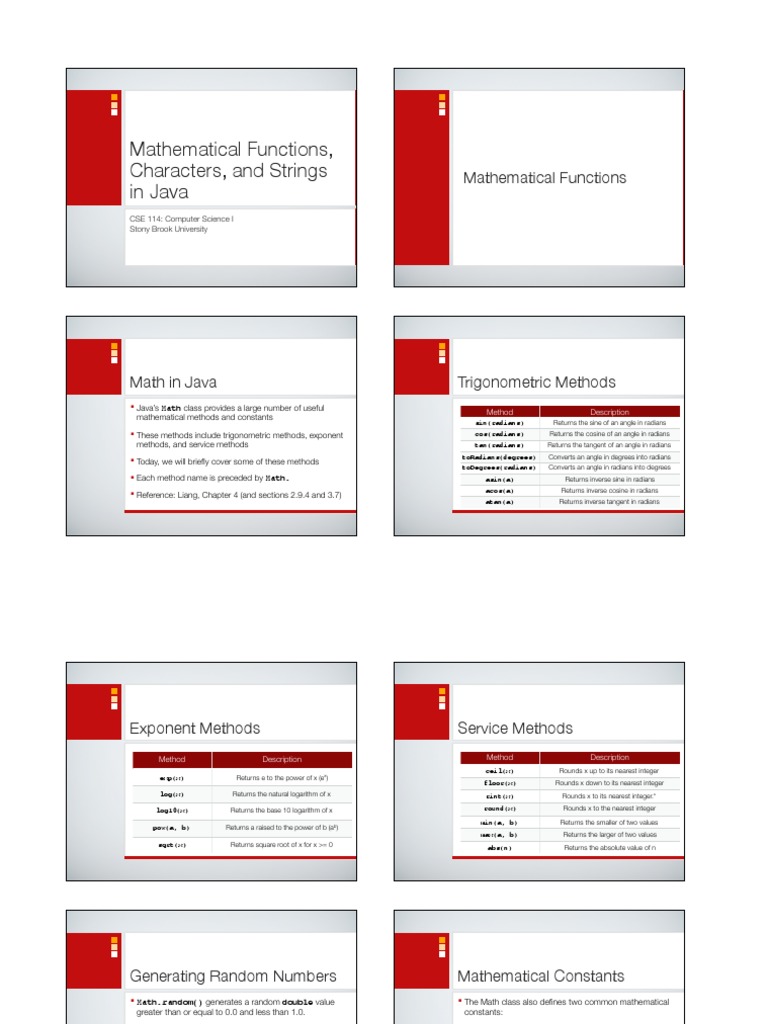 Java Math, Characters, and Strings | PDF | Trigonometric Functions | Integer (Computer Science)