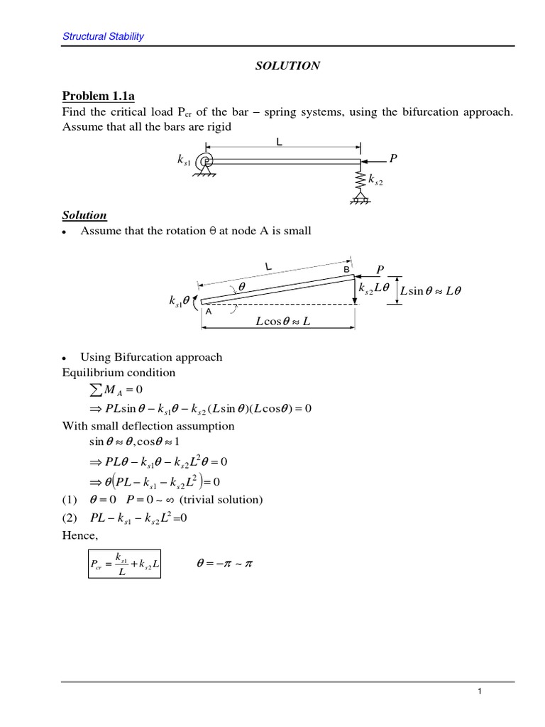 Critical Load in Bar-Spring Systems | PDF | Mechanical Engineering ...