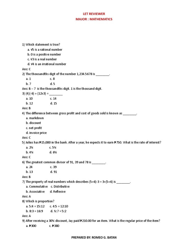 Let Reviewer Major | PDF | Expense | Balance Sheet