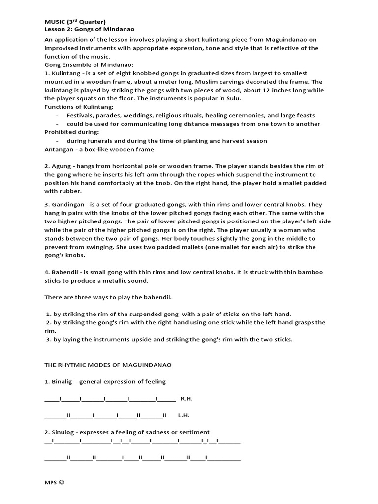 The Rhythmic Modes of Maguindanao: Exploring the Traditional Gong ...