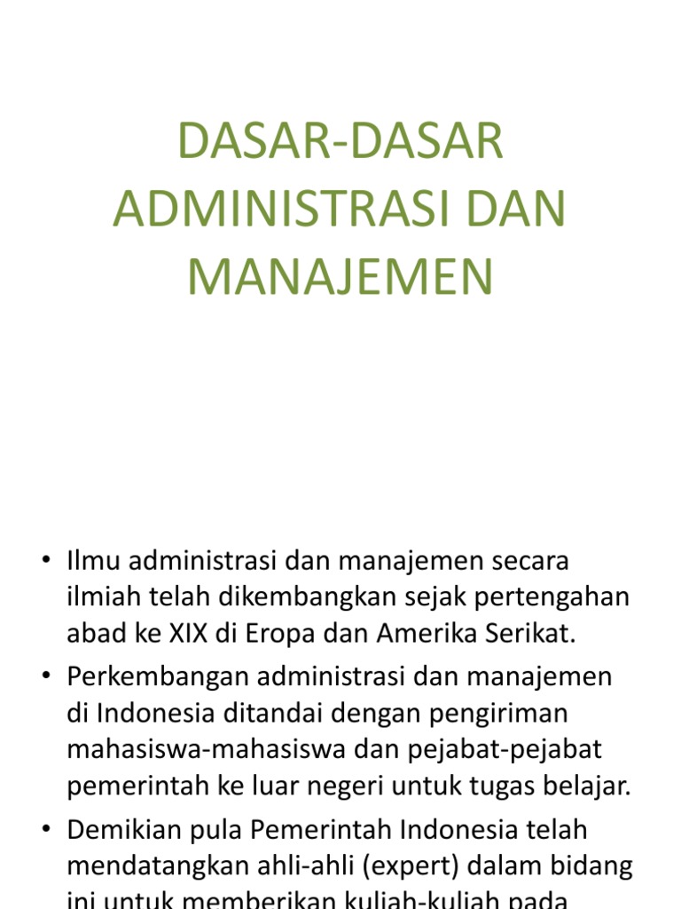 Dasar-Dasar Administrasi Dan Manajemen | PDF