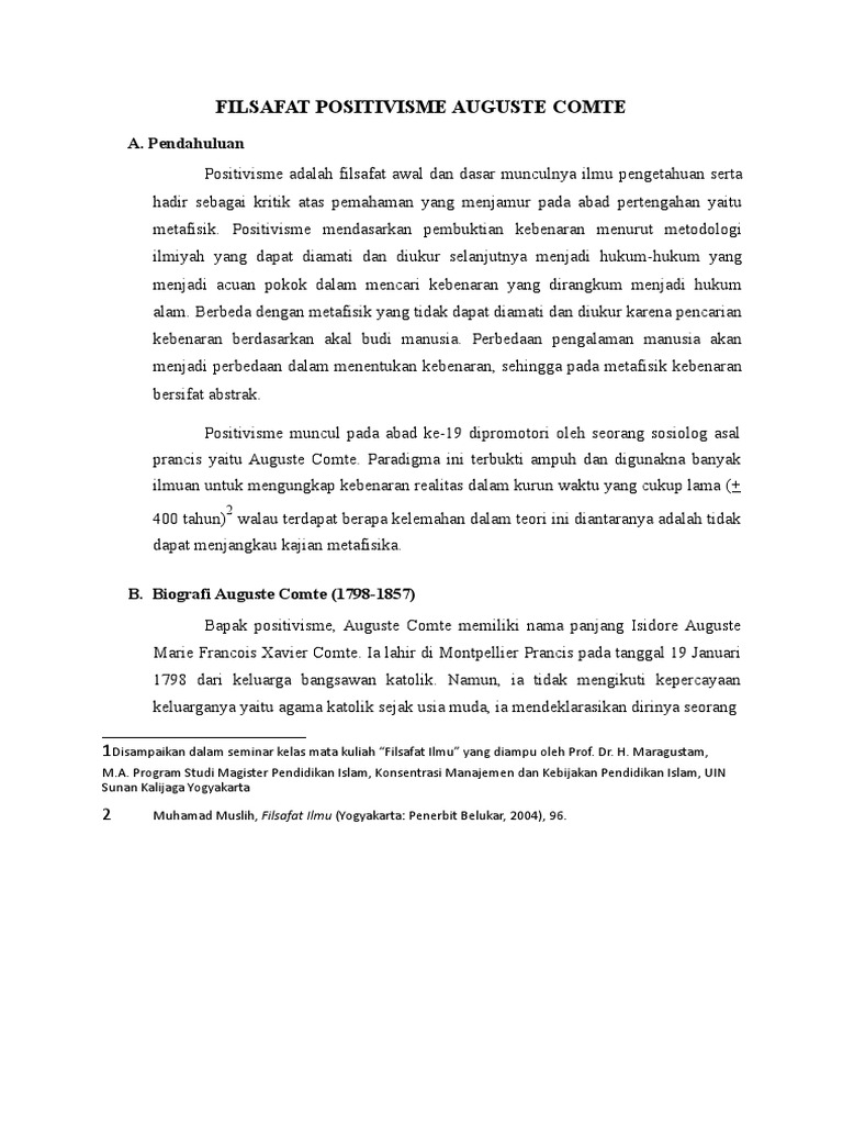 Positivisme Auguste Comte | PDF