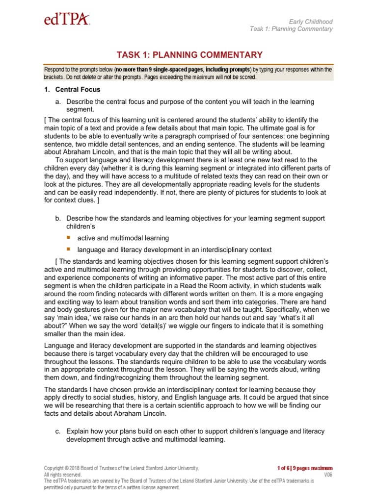 Part e Planning Commentary | PDF | Vocabulary | Learning