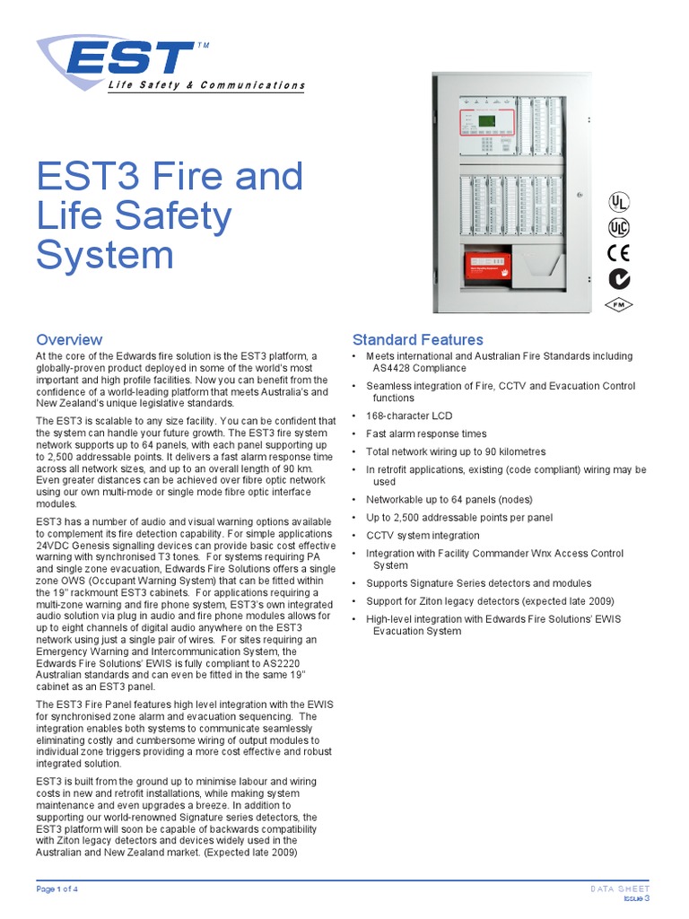 EST3 Fire and Life Safety System: Standard Features | PDF | Closed ...